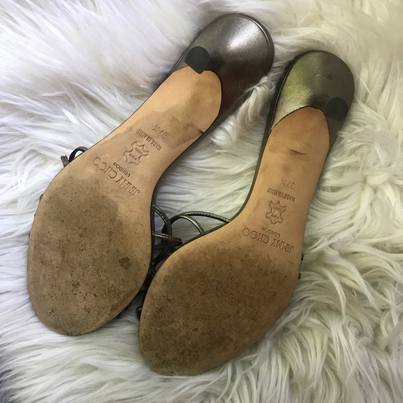 Jimmy Choo Shoes Vintage Jimmy Choo Sex And The City Era Bronze Strappy Sandals Flower